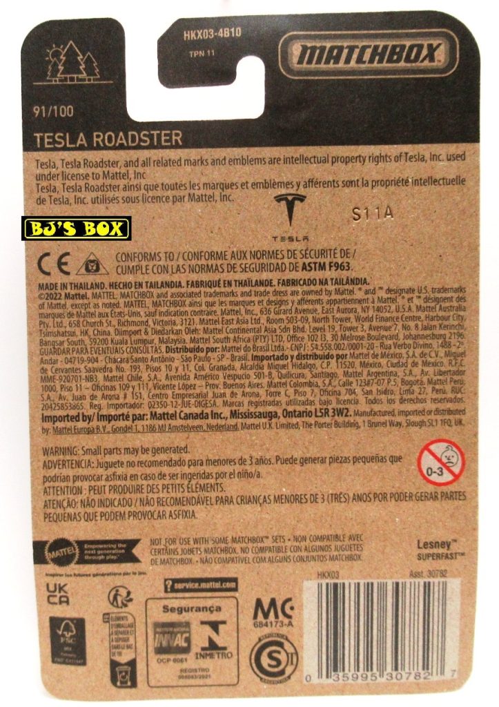 Buy 2023 Matchbox 70 Years TESLA ROADSTER Silver 2dr Electric Sports ...